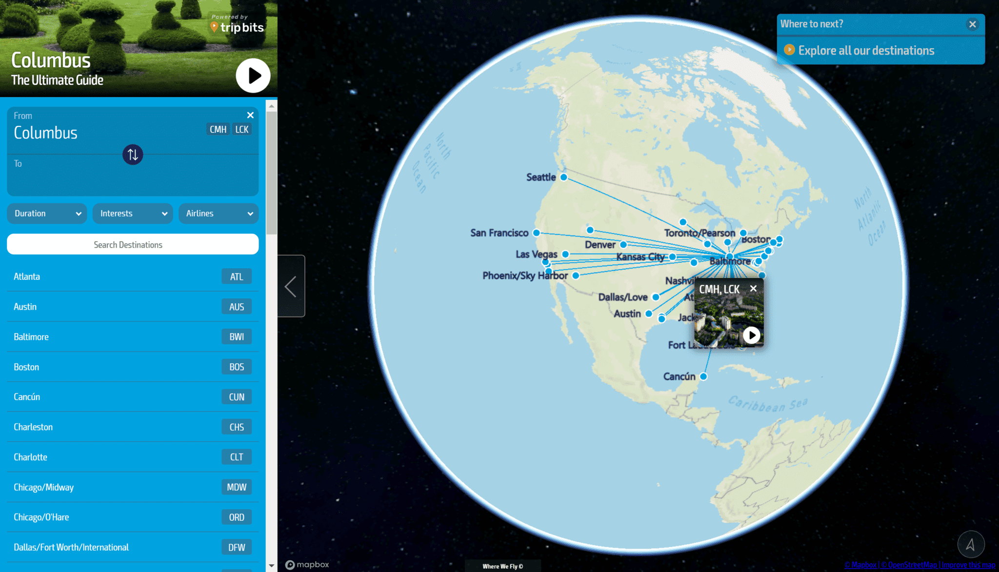 Nonstop flights - John Glenn International (CMH) & Rickenbacker (LCK ...